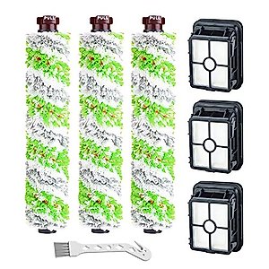 Lemige 3 Pack 2460 Multi-Surface Pet Pro Brush Rolls + 3 Pack 1866 Replacement Vacuum Filters for Bissell CrossWave Pet Pro 2306A & CrossWave 1785 Series, Compare to Part 1613568&161-3568, 1608684
