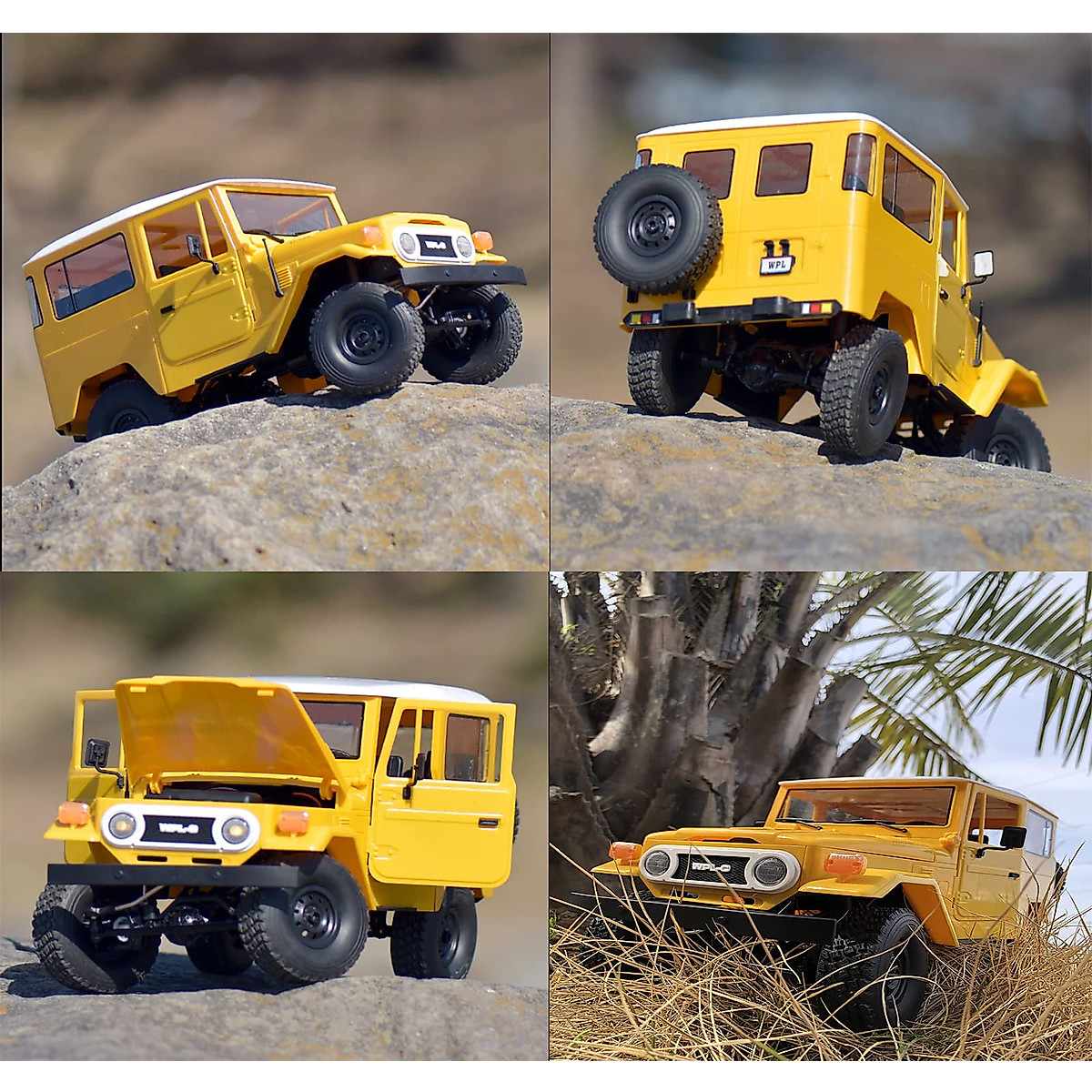 YIKESHU RC Rock Crawler RC Truck 4x4 WPL C34 RTR Mudding Remote Control Truck 2.4Ghz 1/16 RC Crawler All Terrain Car, Full Scale Off Road Truck Realistic Vehicle Hobby RTR Adult