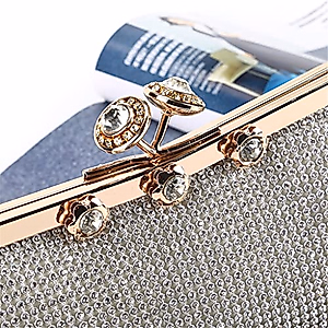 MXIAOXIA Soft Silver Rhinestones Women Evening Bags Diamonds Party Handbags Purse with Chain Shoulder Purse