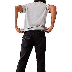 True Religion Men's Ricky Low Rise Straight Leg Jean with Back Flap Pockets, Body Rinse Black, 44