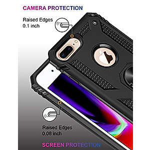 LUMARKE iPhone 8 Plus Case,iPhone 7 Plus Case with Sreen Protector,Pass 16ft Drop Test Military Grade Cover Cover with Magnetic Kickstand Protective Phone Case for iPhone 8 Plus/7 Plus/6 Plus Black