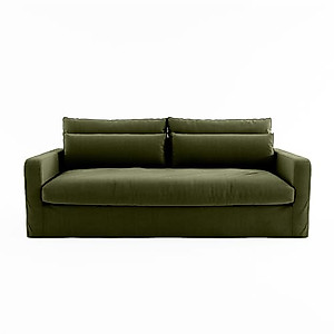 SILKIR Living Room Down Filled Couch with Lumbar Pillows Comfy Apartment,Bedroom,Office Sofas, 80 Inch, Olive Green