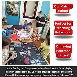 The Gaming Mat Company 2 Player Compatible Pokemon Playmat for Pokemon Cards - 28" x 18" x 0.16" Black & Red Battle Mat Stadium Board for Pokemon TCG Playmat Game & Pokemon Mat Trading Card