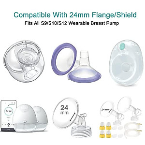 Flange Inserts 13/15/17/19/21mm Suitable for Medela,Spectra 24mm Shields/Flanges,Willow Cups.Compatible with S9/S10/S12 Wearable Breast Pump,Reduce Tunnel Down to Correct Size,5PCS