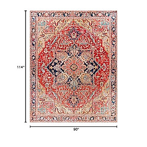 Livabliss Alfons Medallion Oriental Area Rug,7'6" x 9'6",Red/Gold