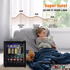 DRIXNO Beverage Refrigerator Mini Small Fridge 75 Cans Drink/Wine/Beer Cooler with Glass Door Office/Bar/Bedroom Compact Refrigerator