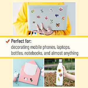 Mr. Pen- Floral Stickers Laptop, 74 pcs, Stickers for Water Bottles, Flower Stickers, Cute Stickers, Stickers for Teens, Stickers Aesthetic, Laptop Stickers, Waterproof Stickers