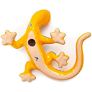 Enchanted Talavera Pottery Hand Painted Mexican Ceramic Garden Creatures Gecko Salamander Frog Butterfly Dragonfly Animals Butterflies Reptiles Wall Décor Art (Medium 10 x 9 Marigold)