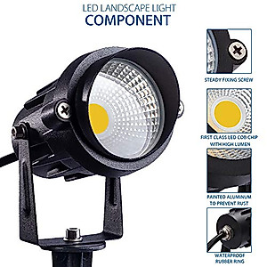 SUNVIE Outdoor Landscape LED Lighting 12W Waterproof Garden Lights COB Led Spotlights with Spiked Stand for Lawn Decorative Lamp US 3- Plug 3000K Warm White (2 Packs)