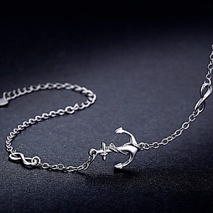 CUOKA MIRACLE Anchor Bracelet 925 Sterling Silver Anchor Bracelet Sailor Bracelet Nautical Jewelry Anchor Jewelry for Women Best Friends Holiday Christmas Birthday