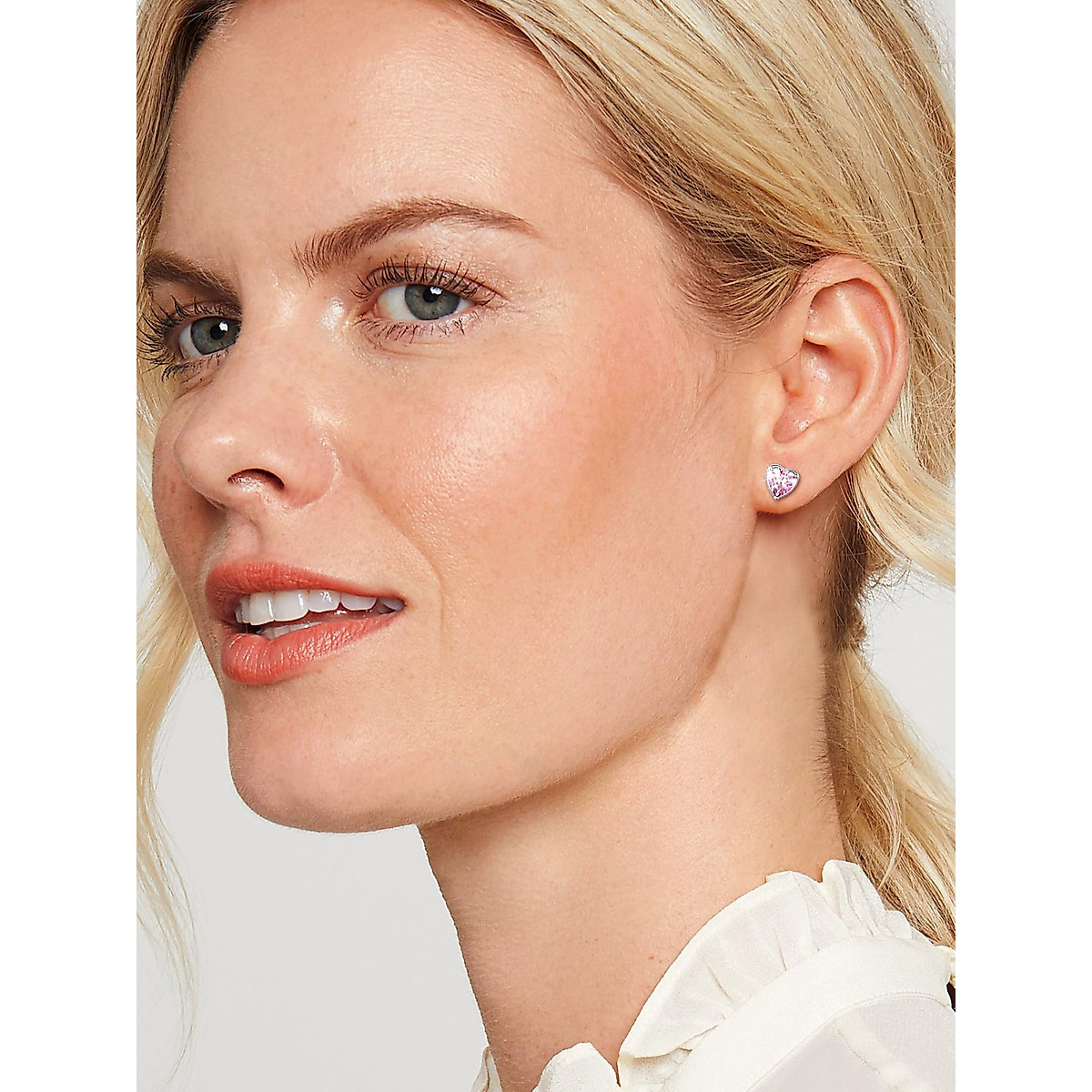 Women Earrings Hypoallergenic 925 Sterling Silver Love Heart Earrings Studs Champagne Crystal Topaz November Birthstone Rhinestones Crystal CZ Stud Earrings for Sensitive Ears