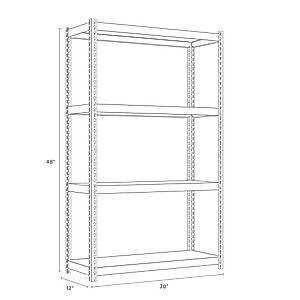 Space Solutions 1000 Riveted Steel Shelving 4-Shelf Unit, 12D x 30W x 48H, Black