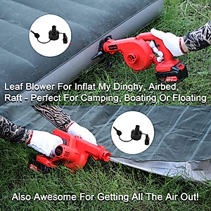 Mini Leaf Blower Red,2-in-1 Cordless Small Blower with 4.0Ah Battery and Charger,21v Blower for Inflating,Blowing Leaf,Clearing Dust & Small Trash,Car by SHINTYOOL