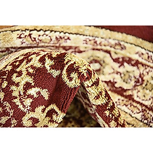 Unique Loom Versailles Collection Traditional Classic Border with Medallion Motif, Area Rug (6' 0 x 6' 0 Round, Burgundy/ Ivory)