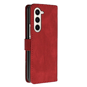 Phone Flip Case Compatible with Samsung Galaxy Z Fold 5 2023 Case, Samsung Galaxy Z Fold 5 Wallet Case Slim PU Leather Phone Case Flip Folio Leather Case Card Holders Shockproof Protective Case with W