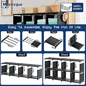 Mavivegue Bookshelf,16 Cube Storage Organizer,Book Shelf Organizer,Tall Bookcase Shelf,Black Cube Shelf Cubbies Closet Storage Organizer Shelves for Bedroom,Living Room,Home,Office, 16-Grid