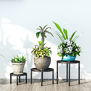 Zhongma Set of 3 Metal Plant Stand for Heavy Potted Plant, 220 LBS Capacity & Heavy Duty Construction, Low Plant Stand for Home Indoor and Outdoor, Sturdy Plant Stand without Installation Required