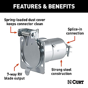 CURT 58220 Vehicle-Side 7-Pin RV Blade Trailer Wiring Harness Connector