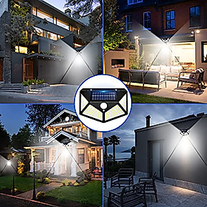 Ceena Solar Outdoor Lights, IP65 Waterproof Motion Sensor Outdoor Lights, 100 LEDs with Lights Reflector, Motion Sensor Security Lights for Exterior Wall, Patio, Yard, Garage, Deck, Garden, 2 Pack