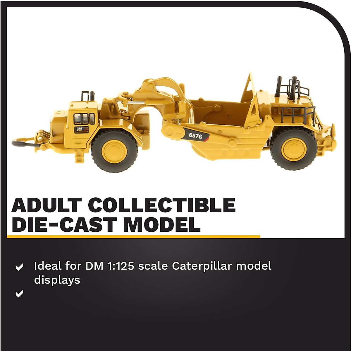 Diecast Masters 1:125 Caterpillar 657G Wheel Tractor Scraper, Elite Series Cat Truck | Scale Model Diecast Collectible Construction Trucks | Caterpillar Truck, Diecast Masters Model 85542