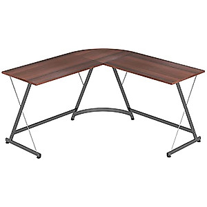 Le Crozz L-Shaped Home Computer Corner Desk, Walnut