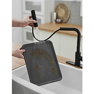 Black Kitchen Faucets with Pull Down Sprayer,Waterfall Kitchen Sink Faucet,Commercial Utility Stainless Steel Kitchen Faucets,Single Handle Kitchen Sink Faucet with Pull Down Sprayer for 3 Function