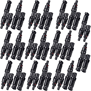10 Pairs Solar Branch Connectors Y Connector Waterproof Solar Panel Connector Solar Wind Power Parts and Accessories for Parallel Connection Between Solar Panels