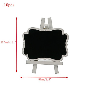 Mewutal 10PCS Mini Chalkboards Signs with Easel Stand Decorative Message Board Wedding Table Numbers Wooden White Frame Blackboard Signs for Party DIY Event Meeting