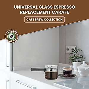CAFÉ BREW COLLECTION Universal Glass Espresso Replacement Carafe - Medelco Espresso Machine Replacement Carafe - 4 Cup Black Replacement Carafe for Hamilton Beach, Mr.Coffee, Breville
