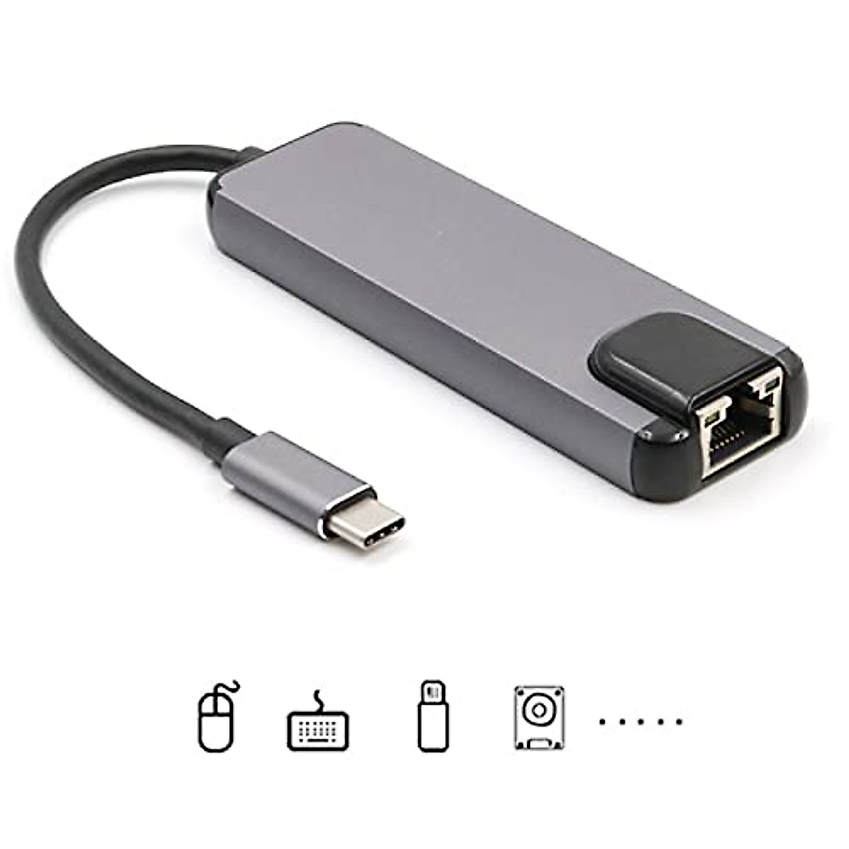 Leya-US Spare Part USB-C/Type-C to HD 4K HDMI + RJ45 + USB 3.0 + USB 2.0 + PD 5 in 1 HUB Converter