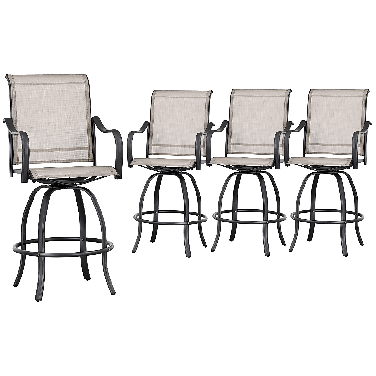 PatioFestival Patio Swivel Bar Stools Set of 4 Outdoor High Bistro Stools Height Chairs Dining Chairs All Weather Garden Furniture(Grey)
