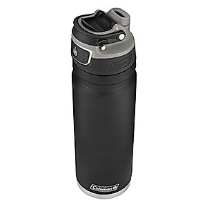 Coleman AUTOSEAL FreeFlow Stainless Steel Water Bottle, Black, 40 oz