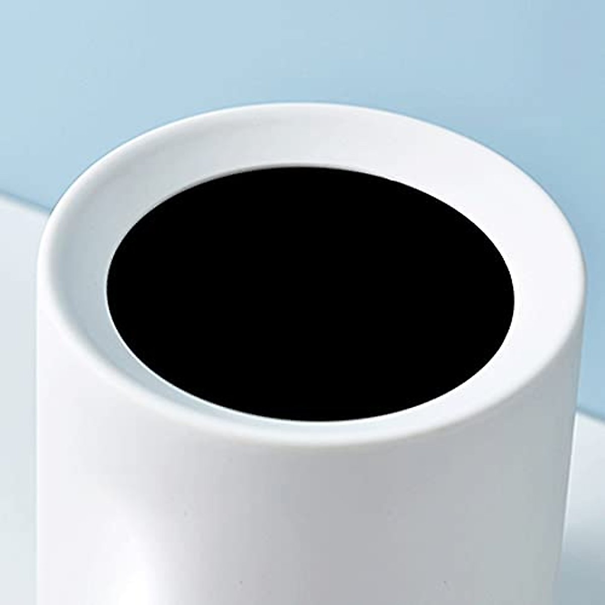 ESASAM Trash Bin， Desktop Plastic Trash Can for Family，Small Size，Beautiful Appearance，with Liner（White,Blue,Pink） (Color : White)