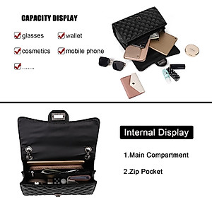 Gladdon Quilted Leather Crossbody Purse for Women Trendy Ladies Shoulder Bag with Chain Designer Purses Black