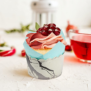 150 Pcs Tulip Cupcake Liners Baking Cups Muffin Liners, Grease Resistant Baking Cupcake Papers Liners for Weddings, Birthdays, Party, Holiday Celebration (Solid Color-Green Blue Pink)