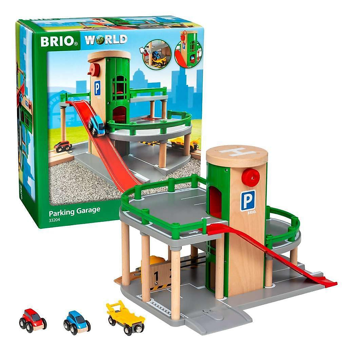 BRIO World 33204 Parking Garage - Ultimate Toy Train Accessory | Interactive Play | Compatible with All BRIO Train Sets | FSC Certified Wood Material | Ideal for Kids Age 3 and Up
