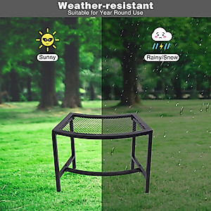 ALBOMI Metal Fire Pit Curved Bench, Backless Powder-Coated Mesh Outdoor Bench, Weatherproof Garden Chair Seating for Firepit Deck Patio Porch Yard, Black