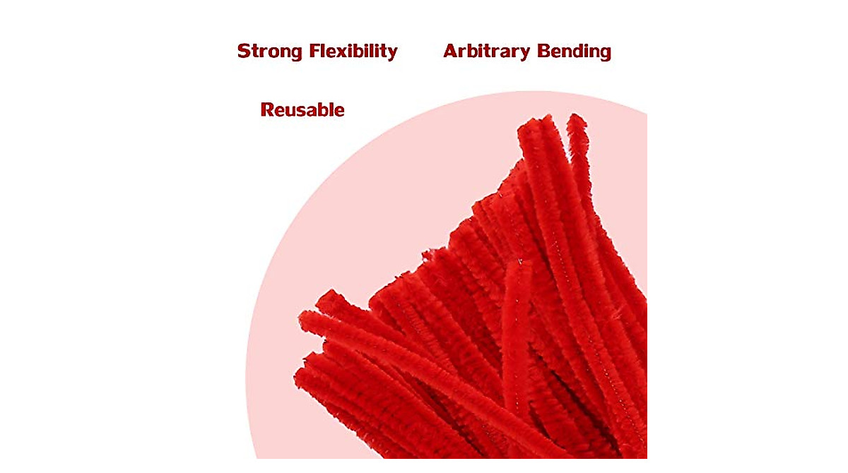 100 Red Pipe Cleaners for DIY Crafts | Zlulary