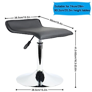 FURWOO PU Leather Square Short Swivel Stool Standing Desk Stool Height Adjustable Stool Chair Office Stool No Wheels Counter Stool Shop Stool Salon Stool Guitar Chair(Black)