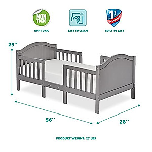 Dream On Me Portland 3 In 1 Convertible Toddler Bed in Steel Grey, Greenguard Gold Certified, JPMA Certified, Low To Floor Design, Non-Toxic Finish, Pinewood