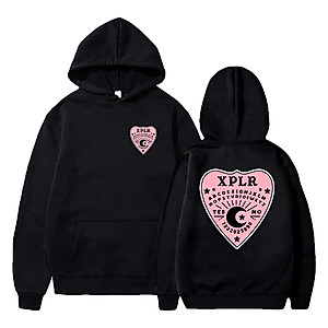 XPLR Sam and Colby Ouija Hoodie Long Sleeve Streetwear Women Men Hooded Sweatshirt Fashion Clothes (Black,L)