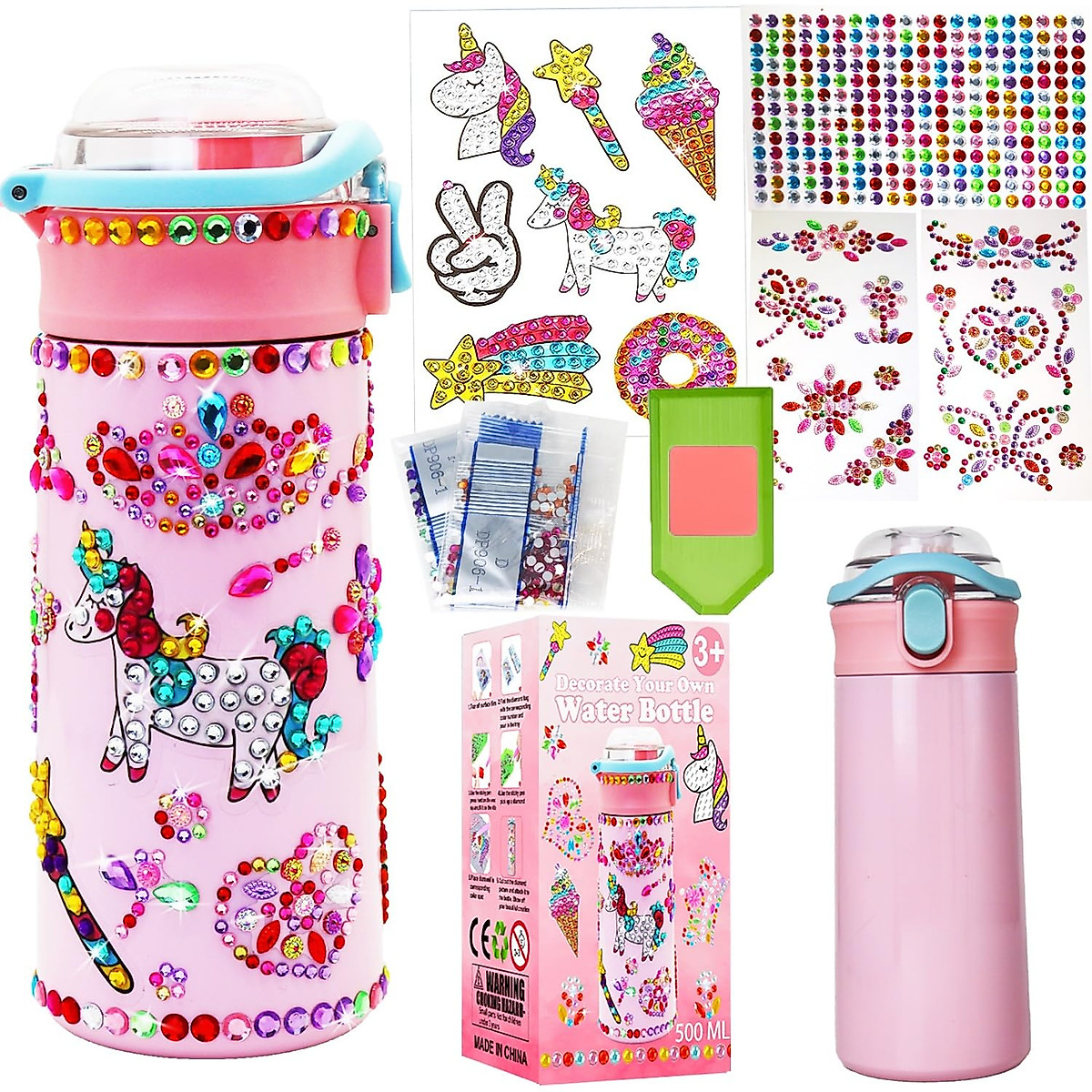 Huastyle Decorate Your Own Cute Water Bottle for Girls, Crafts for Girls Ages 6-8 8-12, Arts and Crafts for Kids 5 6 7 8 9 10 11 12 Year Old Birthday Christmas Gift