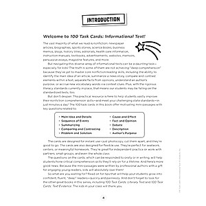 100 Task Cards: Informational Text: Reproducible Mini-Passages With Key Questions to Boost Reading Comprehension Skills