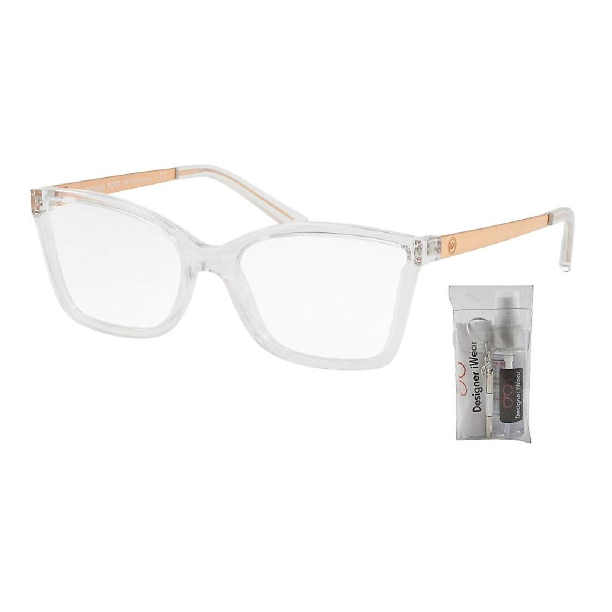 Michael Kors MK4058 CARACAS 3050 54M Crystal Clear Injected Rectangular Eyeglasses For Women+ BUNDLE With Designer iWear Eyewear Kit