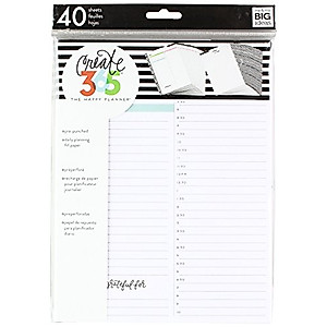 Happy Planner Classic Filler Paper, 40 Sheets, 7" x 9-1/4", Daily