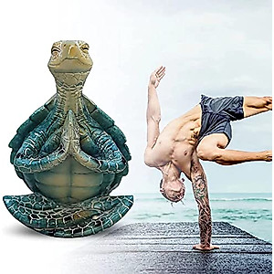 NIIAng Sea Turtle Meditation Home Decor, Meditating Figurine,Yoga Sea Turtle Figurine Decor,Tranquility Garden Statue Meditating Sea Turtle Sculptures for Collection