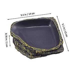 POPETPOP Reptile Food Dish Terrarium Water Bowl Food Feeding Plate Container Drinking Water Tray Resin for Snake Tortoise Frog