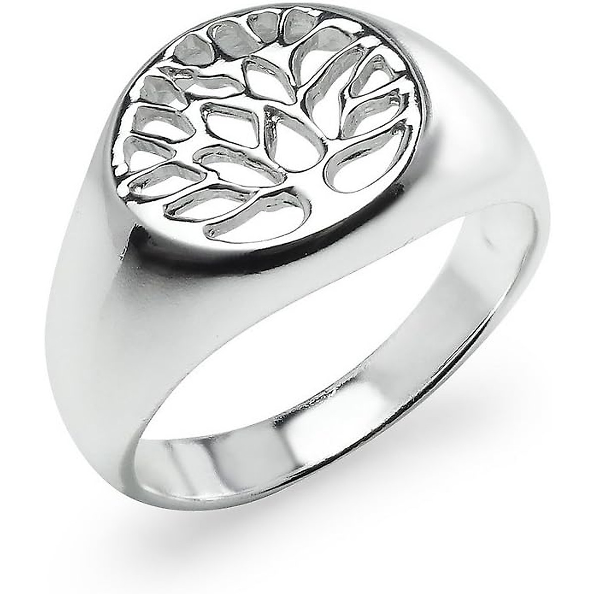 SILVERLINE JEWELRY - 925 Sterling Silver Celtic Tree Of Life Round Signet Biker Band Ring | Sizes 5-13