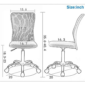 Height Adjustable Computer Chair Ergonomic Chair Without Arms Mid Back Task Chair Cheap Rolling Swivel Modern Mesh Chair for Home and Office (White)