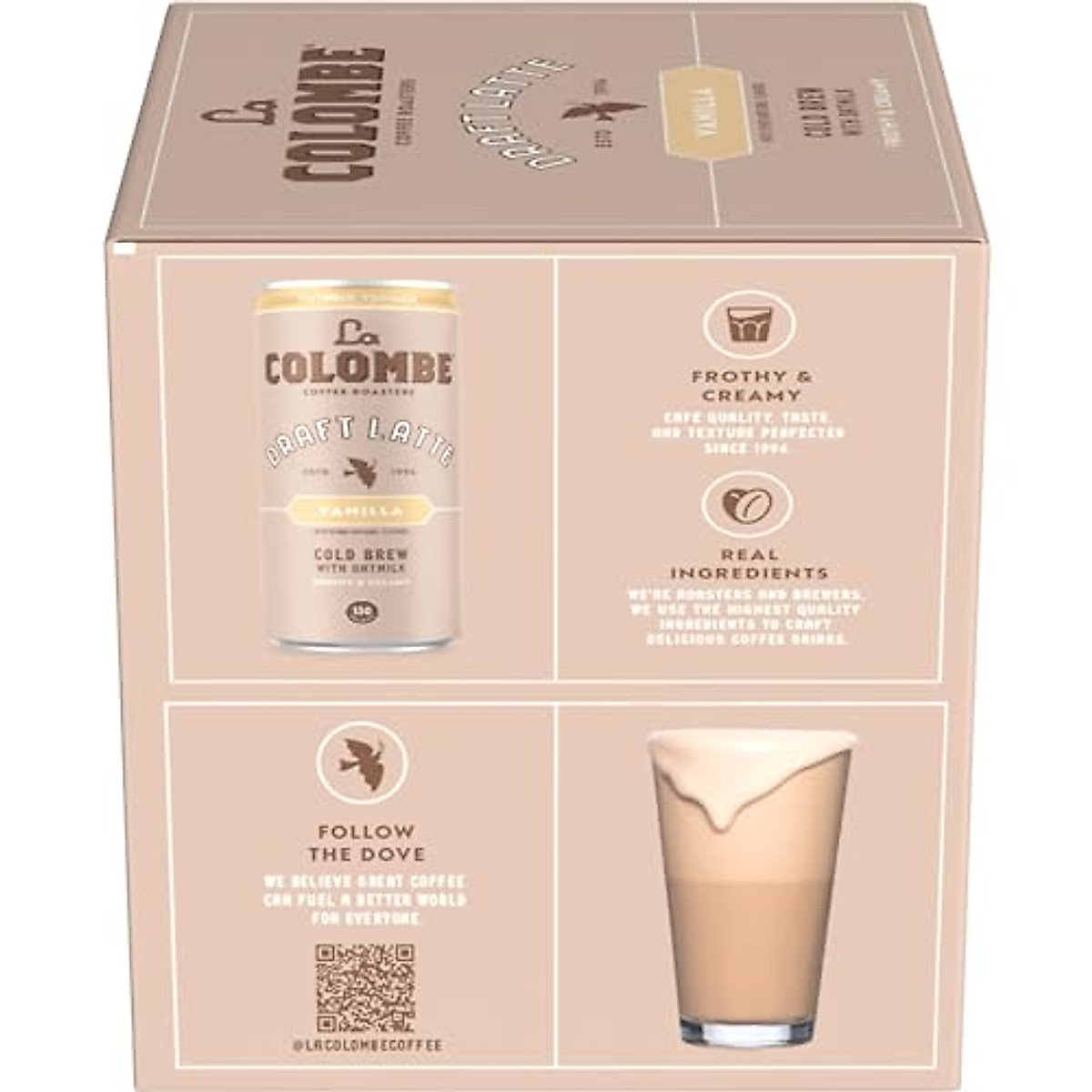 La Colombe Vanilla Draft Latte with Oatmilk - 9 Fl. Oz. 4 Pack - 100% Arabica Brazilian Cold Brew Coffee with Nitrous-Infused Oatmilk, Dairy-Free Vegan Latte, 120mg Natural Caffeine